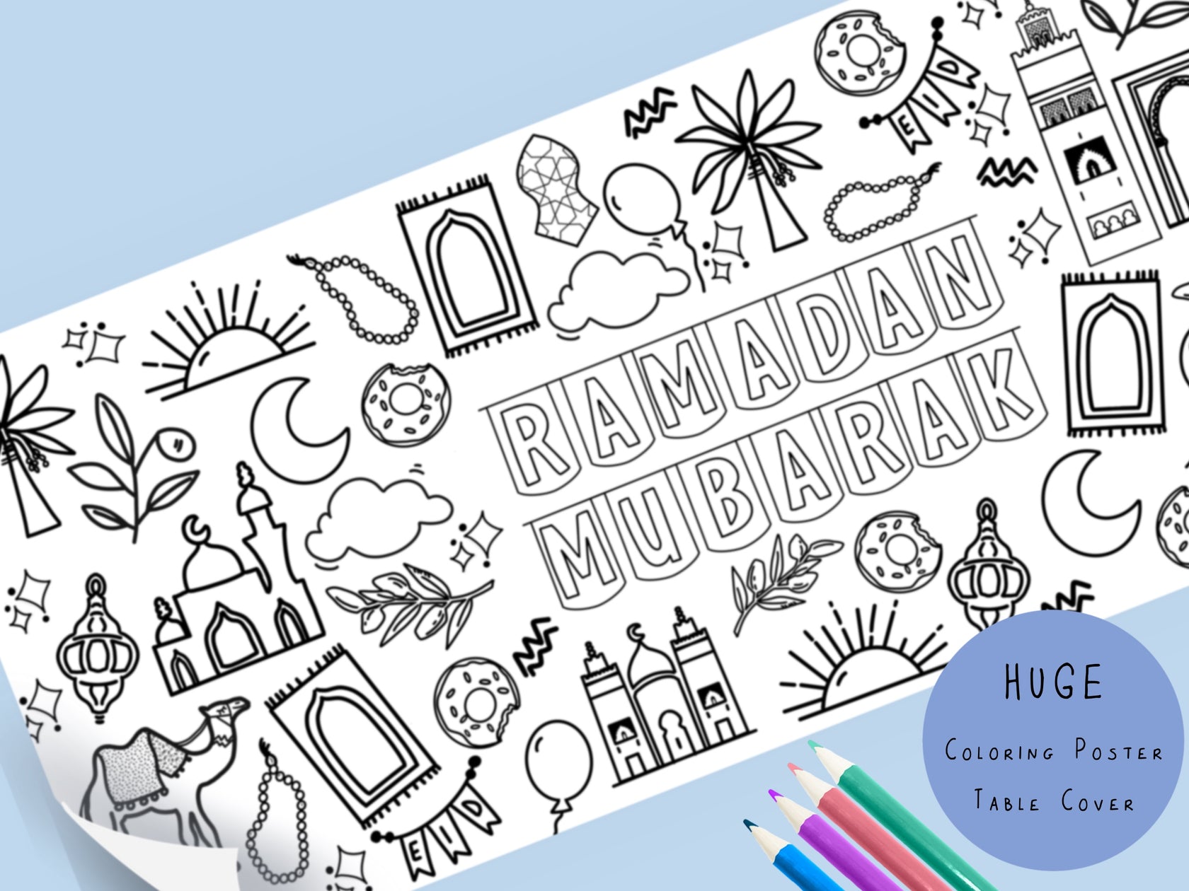 Huge Ramadan Coloring Poster | Coloring Table Cover | Free Shipping ...